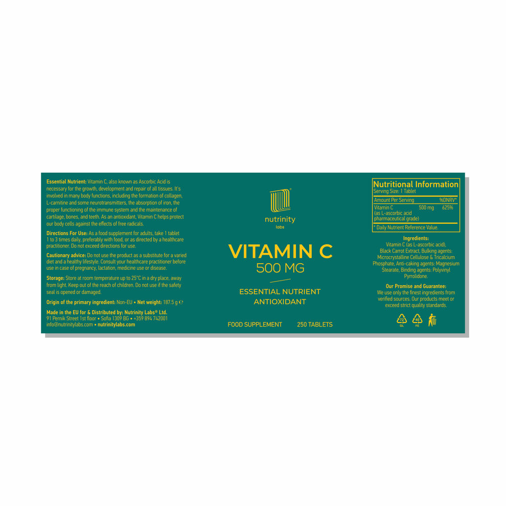 VITAMIN C 500MG TABLETS – Nutrinity Labs UK